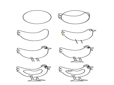 نقاشی مرغ کودکانه آموزش تصویری کشیدن نقاشی مرغ برای کودکان مرحله به مرحله