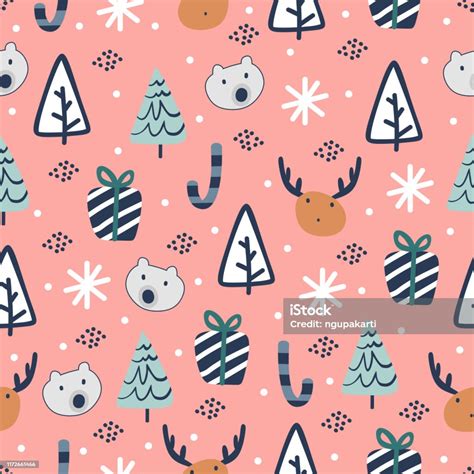 유행 화려한 크리스마스 원활한 패턴 유치한 그리기 스타일 배경입니다 벡터 귀여운 손으로 그린 장식 그림 어린이 아기 어린이 패션 섬유 인쇄 0명에 대한 스톡 벡터 아트 및