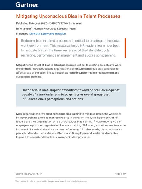 Mitigating Unconscious Bias In Talent Processes Pdf Bias Leadership