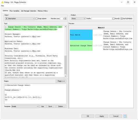 extract specific mail from the each cell knime analytics platform