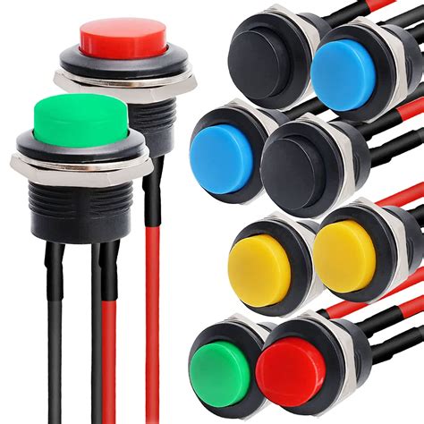 RUNCCI YUN 10Pcs 16mm momentané bouton poussoir 12v mini interrupteur