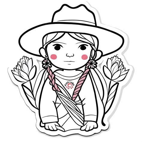 Premium Vector Sticker Template With A Cute Girl Cartoon Character