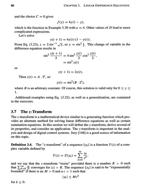 the z transform pdf equations recurrence relation