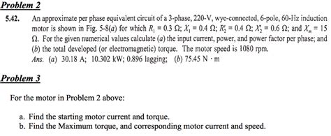Solved Problem An Approximate Per Phase Equivalent Circuit Chegg