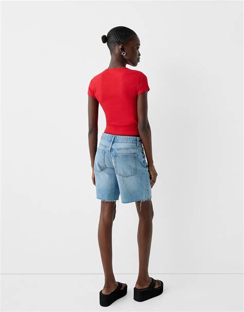 Short Sleeve Crew Neck T Shirt Women Bershka