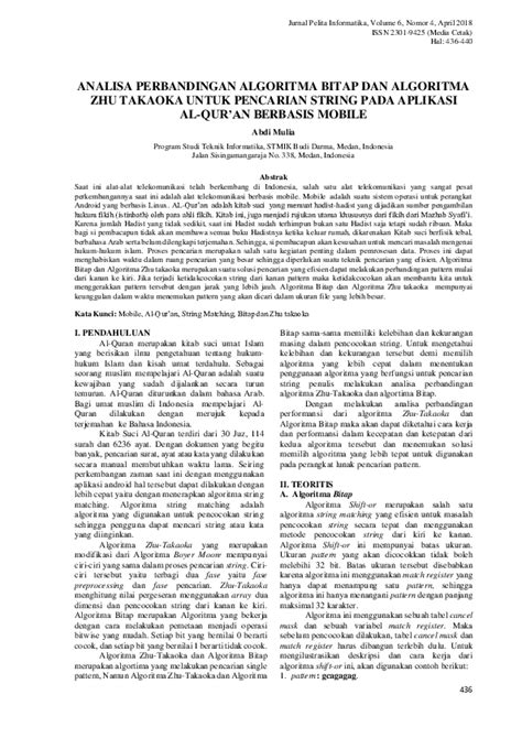 Pdf Analisa Perbandingan Algoritma Bitap Dan Algoritma Zhu Takaoka
