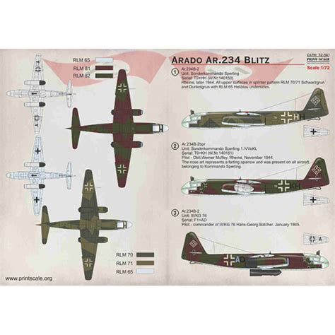 Arado Ar 234 Blitz 72 341 Product Details Scale 172