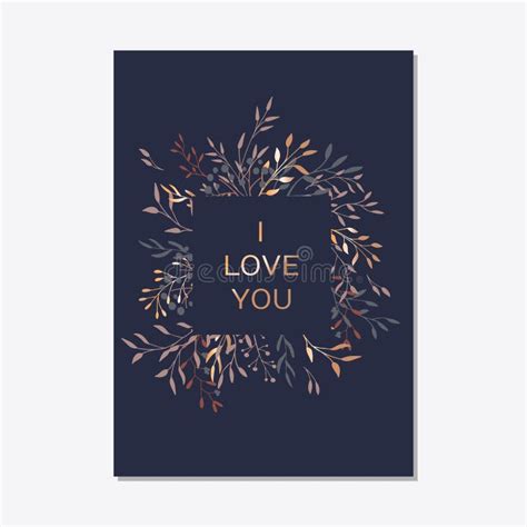 Copper Elegant Floral Invite Set Modern Card Stock Vector