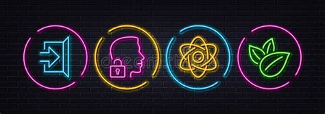 Atom Core Unlock System And Exit Minimal Line Icons For Web