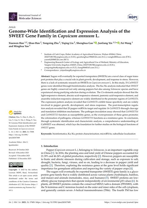 Pdf Genome Wide Identification And Expression Analysis Of The Sweet