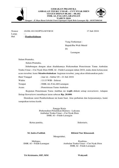 Surat Pemberitahuan Pengertian Fungsi Contoh Dan Formatnya Serupa Id