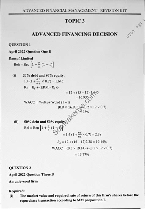 Advanced Financing Decision 2015 2022 Solutions Financial