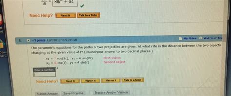 solved the parametric equations for the paths of two
