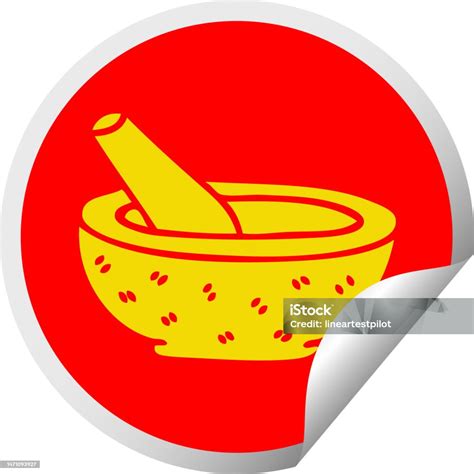 원형 필링 스티커 기발한 만화 유봉과 박격포 과학에 대한 스톡 벡터 아트 및 기타 이미지 과학 귀여운 기이함 Istock