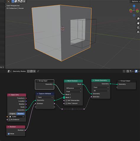 Geometry Nodes Boolean Difference Penetration Of Object Modeling