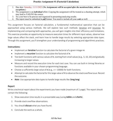 Solved Practice Assignment 1 Factorial Calculationdue