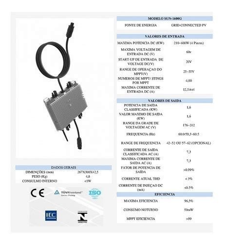 Micro Inversor Deye Sun1600w 220v C Wifi Integrado Nf Ensolar Energia