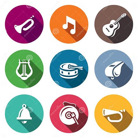 Grupo Do Vetor De ícones Dos Instrumentos Musicais Trombeta Nota