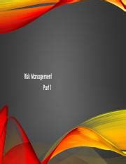 05 Risk Management Part 1 And Part 2 Pdf Risk Management Part 1 2