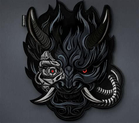 Samurai Cyberpunk Oni Patch Demon Embroidered Back Patches For