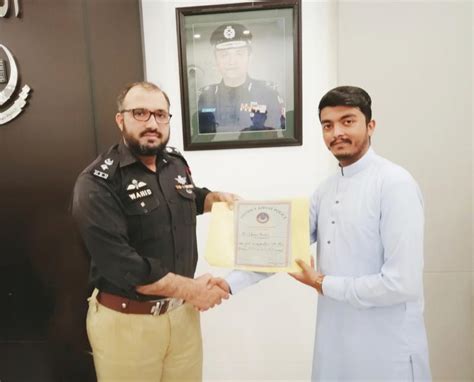 Usman Paracha On Linkedin Taking Appreciation Certificate From Worthy District Police Officer