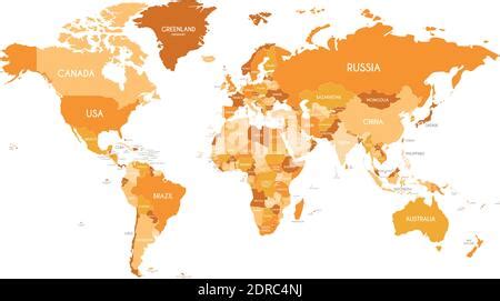 World Map Orange Color Vector Stock Vector Image And Art Alamy