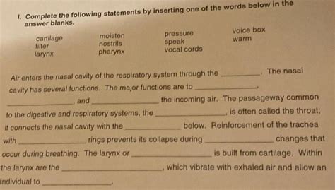 Answered I Complete The Following Statements By Inserting One Of The