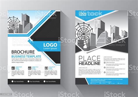 브로셔 디자인 현대적인 레이아웃 연례 보고서 포스터 다채로운 삼각형으로 A4의 전단지 기술 과학 밝은 배경으로 시장에 대 한 기하학적 모양 0명에 대한 스톡 벡터 아트 및