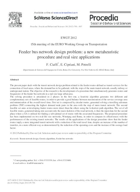 Pdf Feeder Bus Network Design Problem A New Metaheuristic Procedure