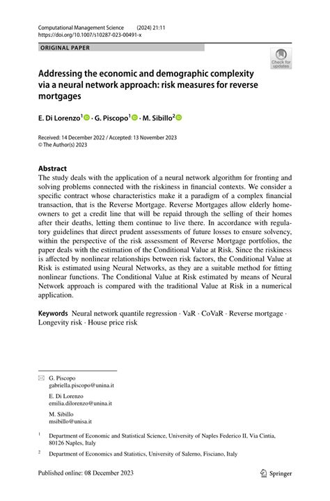 Pdf Addressing The Economic And Demographic Complexity Via A Neural Network Approach Risk