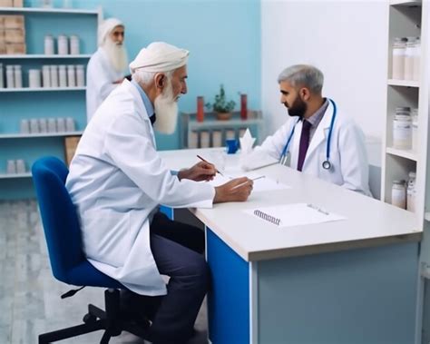 Premium AI Image Elderly Male Doctors Sitting At The Table In Medical