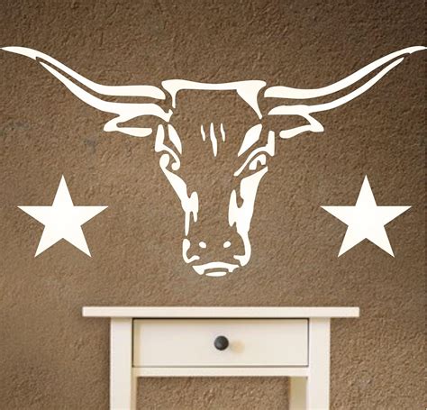 Longhorn Stencil 15 X 8cm Xs Reusable Cow Bull Skull Texas Farm