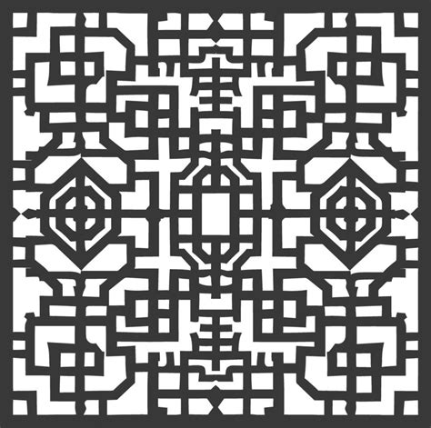 Silhouette Of Classical Chinese Window Lattice Pattern Black Color Only