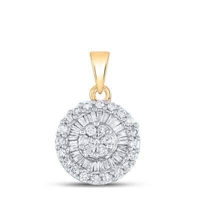 14kt Yellow Gold Womens Round Diamond Framed Flower Cluster Pendant 58