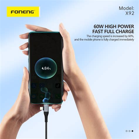 X92 1m 4 In 1 Metal Head Braided Cable 60w Foneng