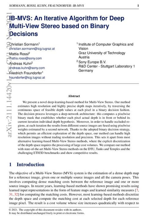 Ib Mvs An Iterative Algorithm For Deep Multi View Stereo Based On Binary Decisions Deepai