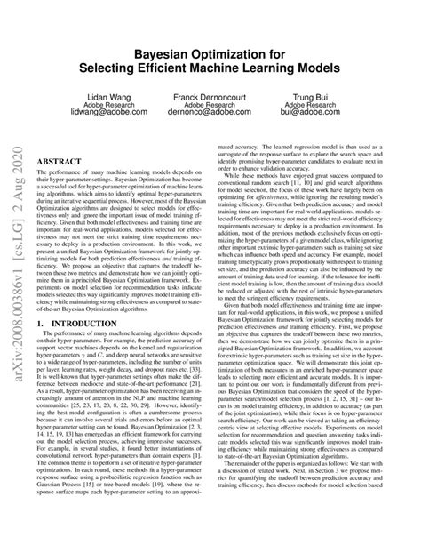 Bayesian Optimization For Selecting Efficient Machine Learning Models