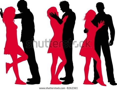 Silhouettes Loving Couples Stock Vector Royalty Free 8262361