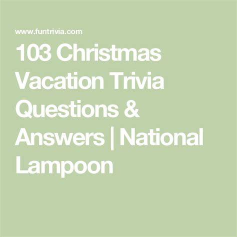 103 Christmas Vacation Trivia Questions And Answers National Lampoon