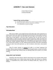 Lesson Sex And Senses Docx LESSON Sex And Senses Human Affects The Senses Senses And