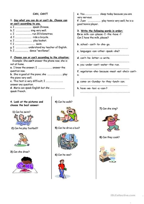 Can Can T Worksheet English Esl Worksheets Englisch