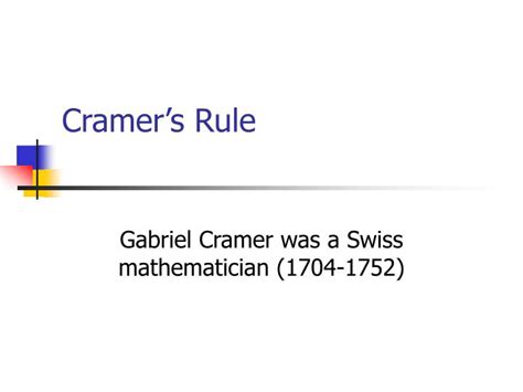 Ppt Cramers Rule Powerpoint Presentation Free Download Id242422