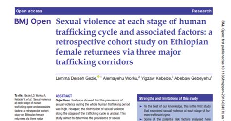 Sexual Violence At Each Stage Of Human Trafficking Cycle And Associated