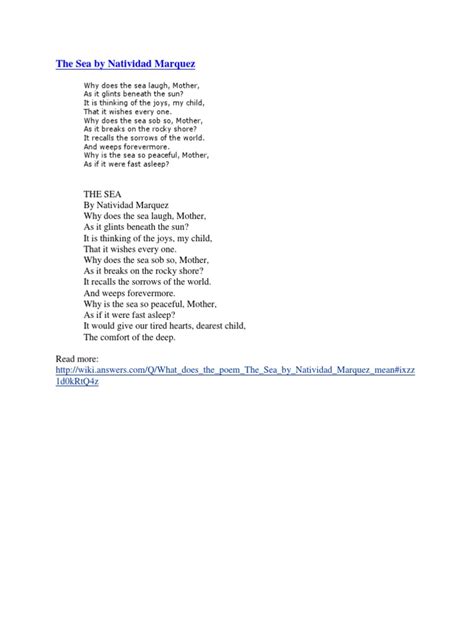 The Sea By Natividad Marquez Pdf