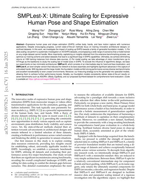 Pdf Smplest X Ultimate Scaling For Expressive Human Pose And Shape Estimation