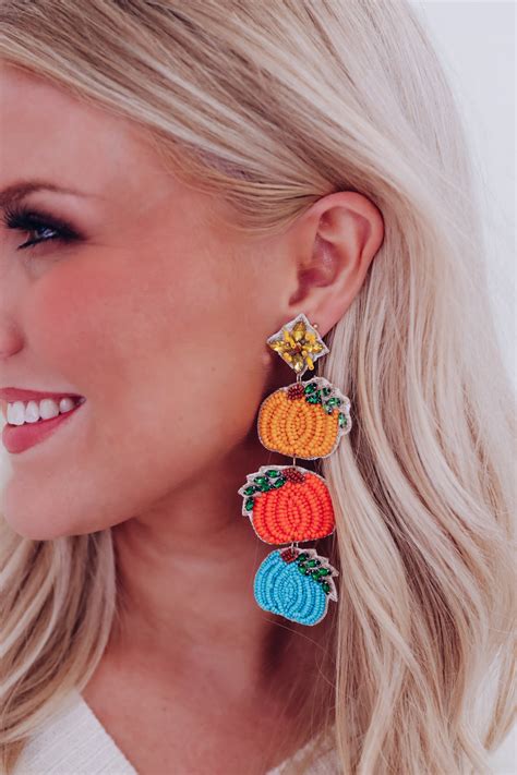 Stacked Pumpkin Seed Bead Earrings Teal Whiskey Darling Boutique