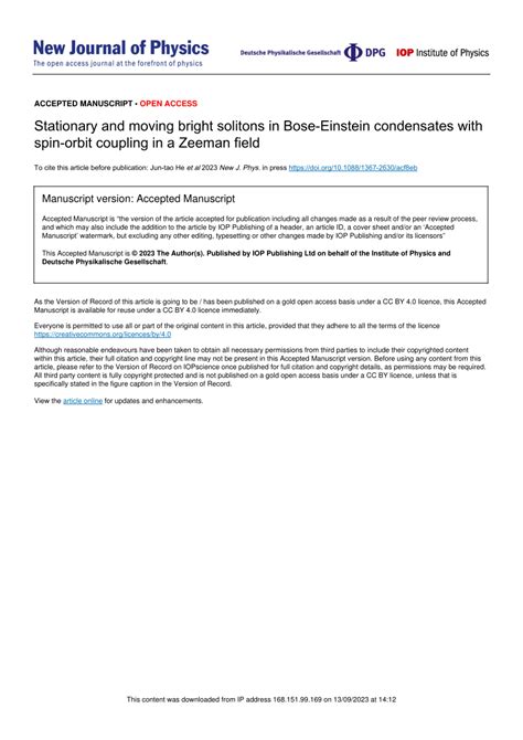 Pdf Stationary And Moving Bright Solitons In Bose Einstein
