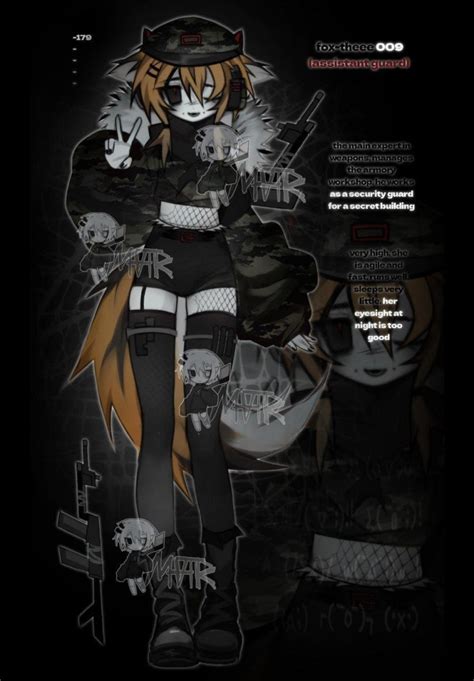 Cute Antro Fox Girl Chibi Gun Dark Disguise Guard Security Open Ych