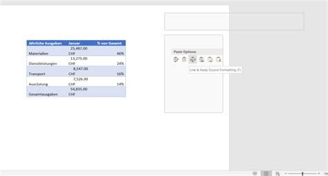Einfügen von Excel Tabellen in Word excel hilfe ch