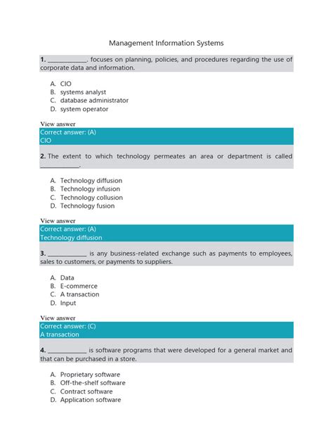 Management Information Systems Mcq 1 30 Pdf